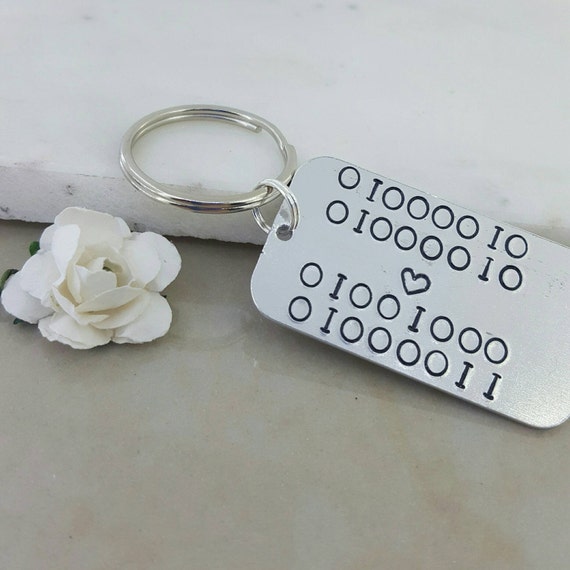 binary code key chain keyring love in binary geek present nerd