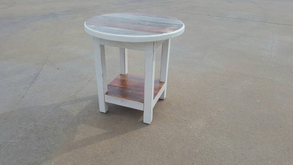 Round top Farmhouse side table fixer upper end table with