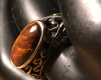 Brown stone ring | Etsy