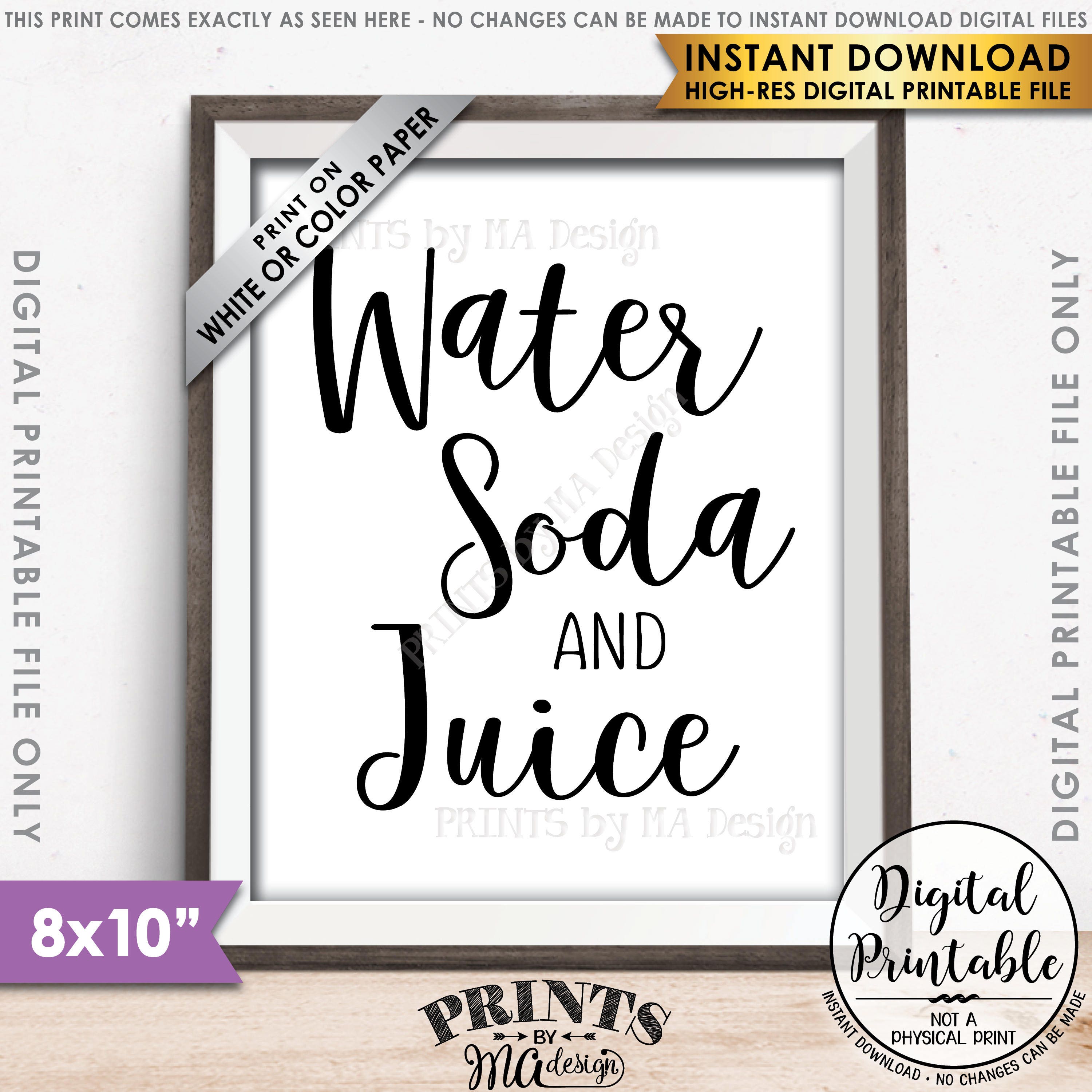 Drinks Sign, Water Soda and Juice Beverage Sign, Non-Alcoholic Drinks ...
