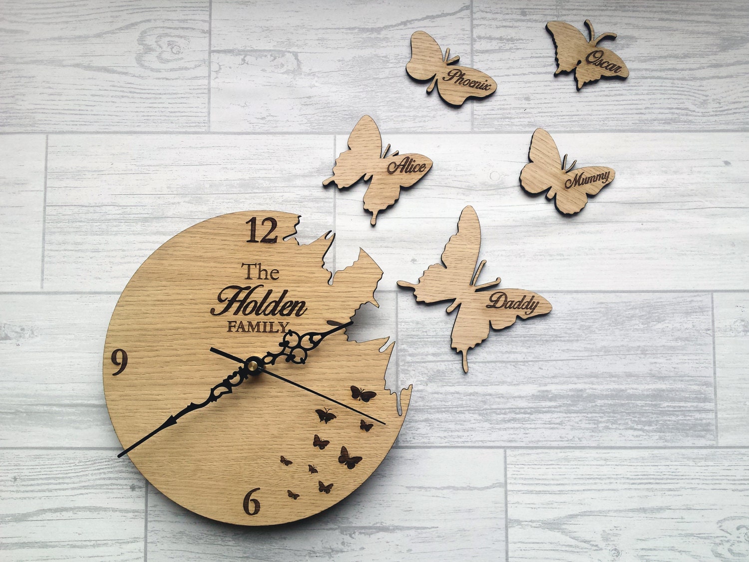 Butterfly Clock laser cut and personalised Home decoration
