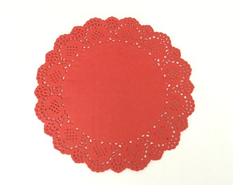 Red paper doilies | Etsy