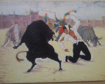 Bullfighter painting | Etsy