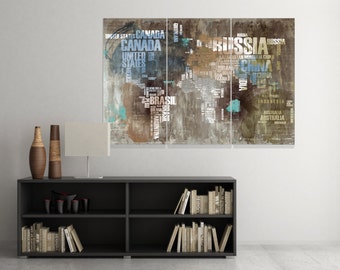 3 panel world map | Etsy