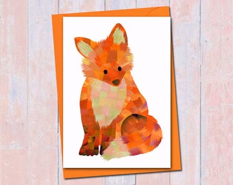 Fox Card Fox Greeting Card Pencil Art Blank Card Happy
