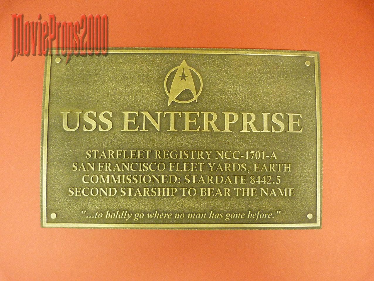 Star Trek uss Enterprise dedication plaque prop replica