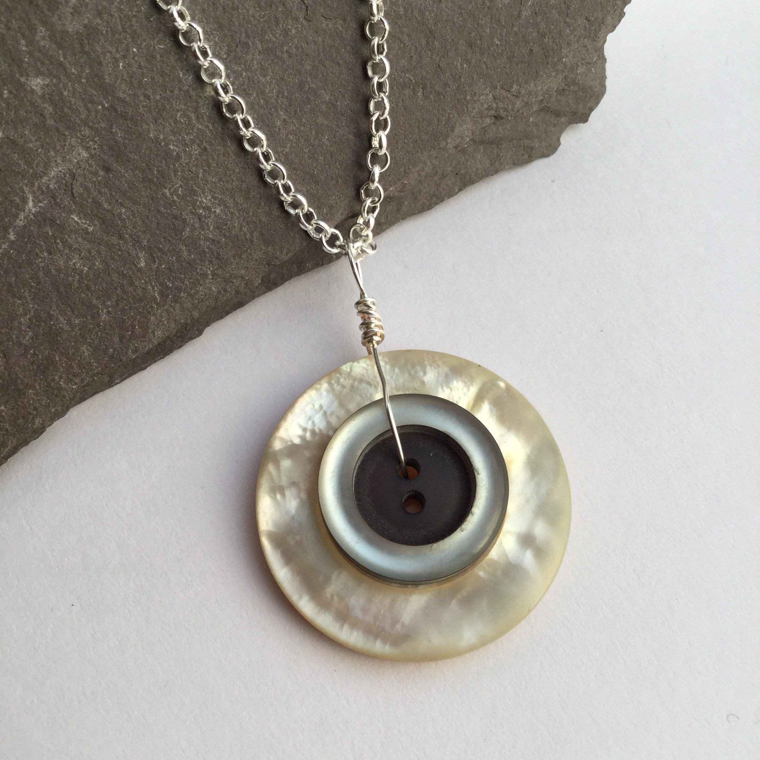 Handmade Artisan Upcycled Jewelry Necklaces by ButtonupStudio