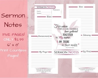 Sermon Notes for Girls / Worship Notes for Kids