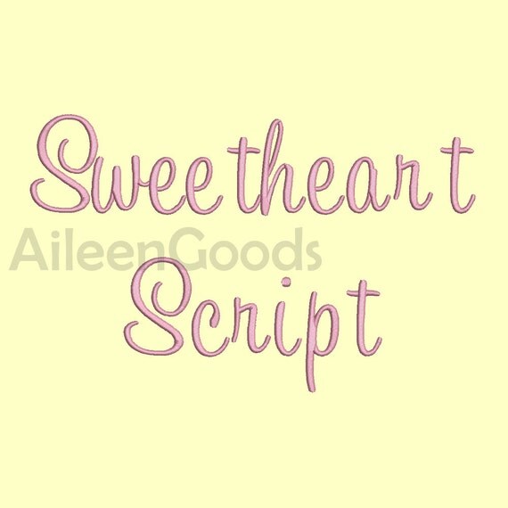 Sweetheart Script Embroidery Font 7 Size INSTANT download