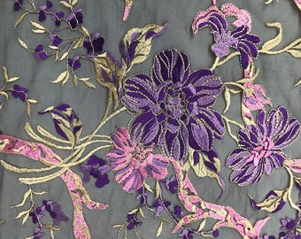 Floral mesh fabric | Etsy