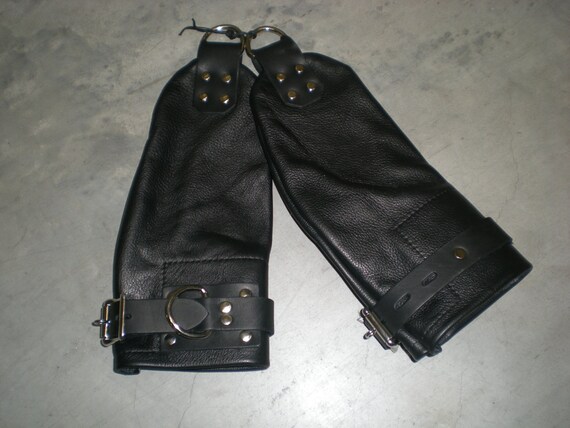 Genuine Leather Mitts locking Unisex Hand crafted USA