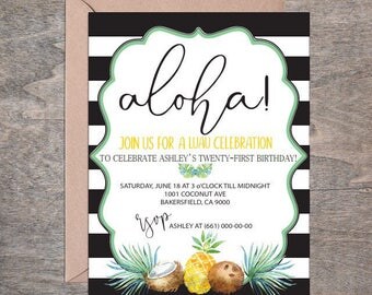 Luau thank you card | Etsy