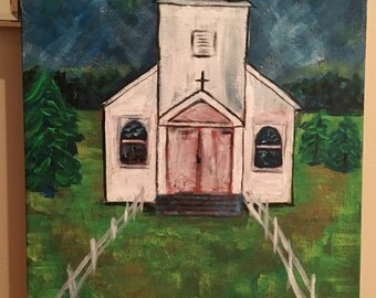 Country Church pencil drawing