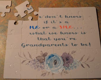 PREGNANCY Announcement PUZZLE Gender Neutral Background Baby