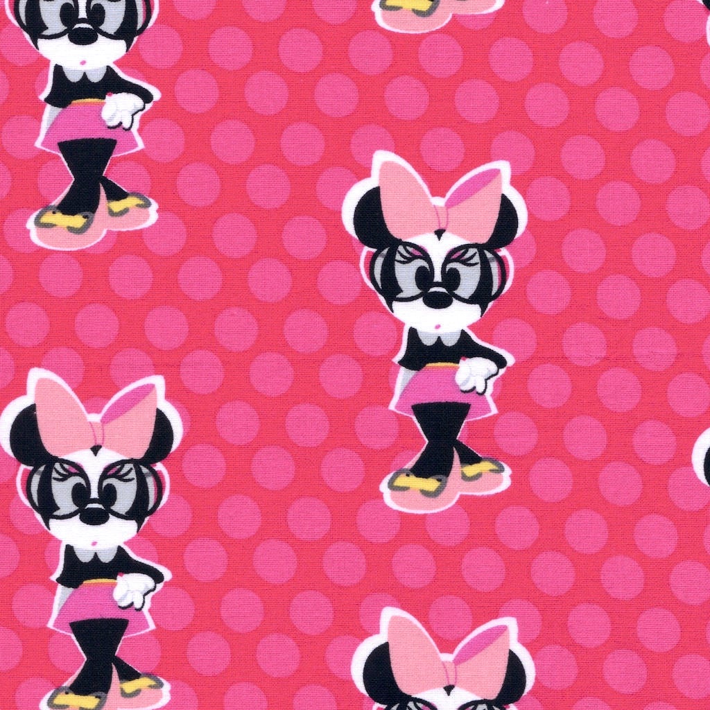 Minnie Mouse With Dots Characters on Pink Polka Dot Disney