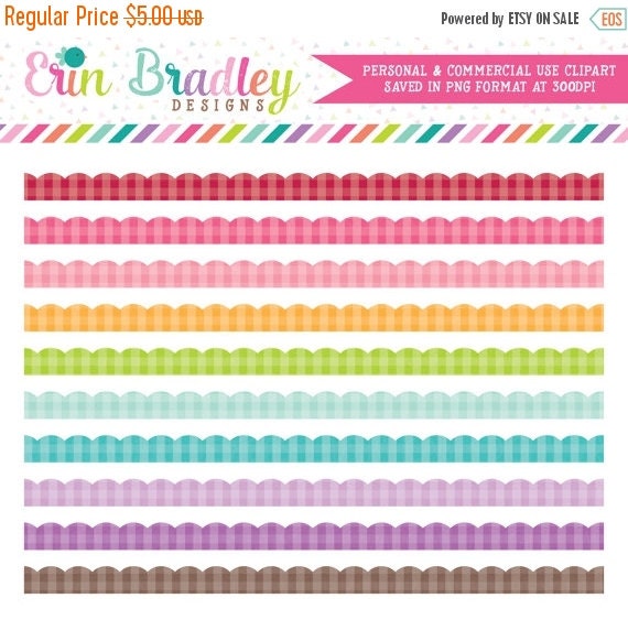 60% OFF SALE Scalloped Gingham Borders by ErinBradleyDesigns