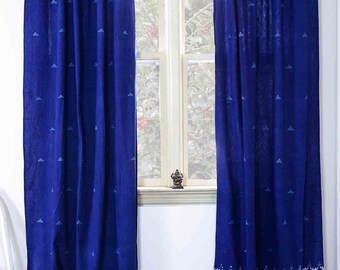 Indigo curtains Blue curtains window boho bedroom home by Ichcha