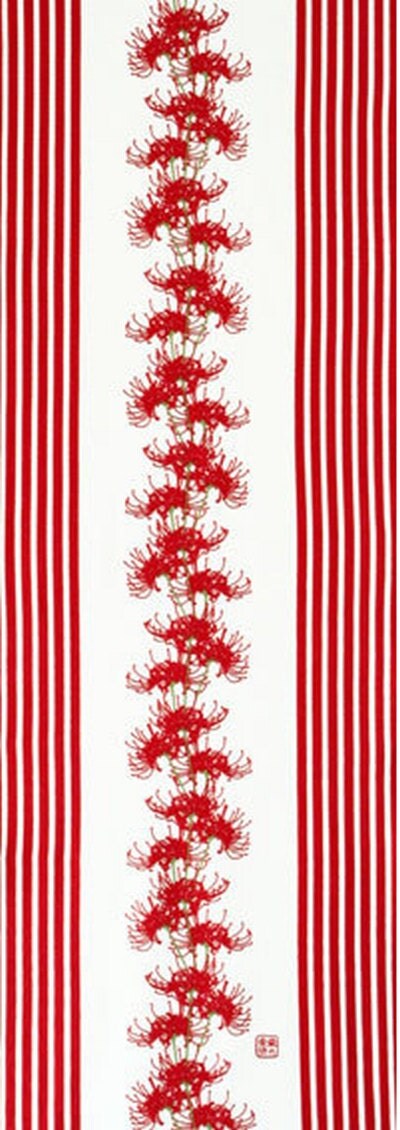 Japanese Tenugui Cotton Fabric Hand Dyed Fabric Red Spider