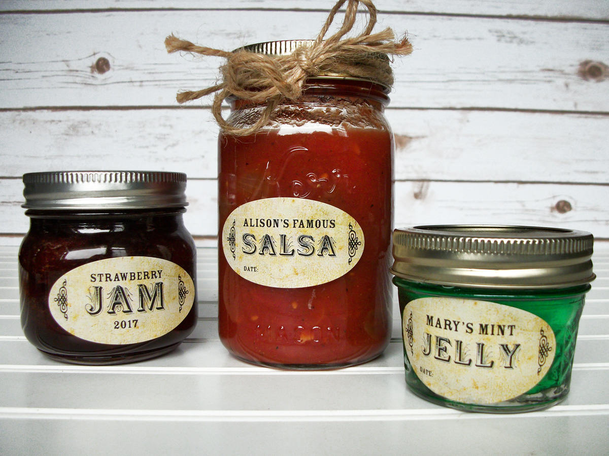 Custom Oval Vintage canning jar labels stickers for quilted
