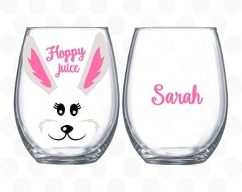 Easter wine glass | Etsy