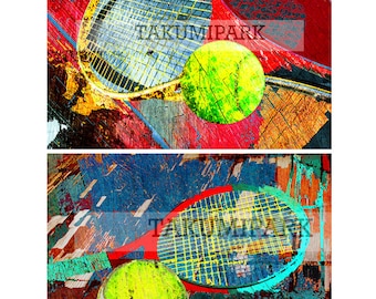Tennis Artwork Sports Room Decor Modern Art Print by TakumiPark