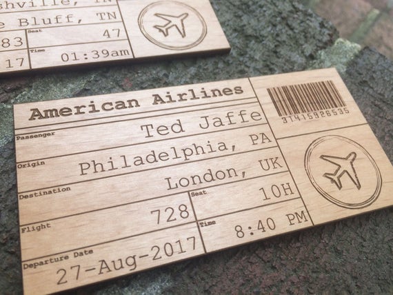 Custom Wood Airline Ticket