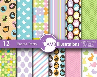 Items similar to Cute Easter digital paper Easter scrapbook paper Bunny ...