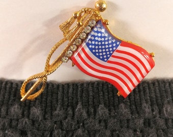 Rhinestone flag pin | Etsy