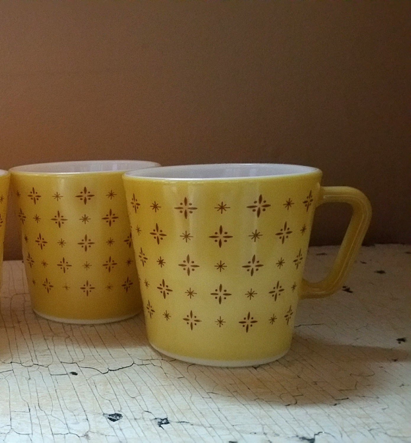 Pyrex Golden Yellow Foulard Mugs Set of Four
