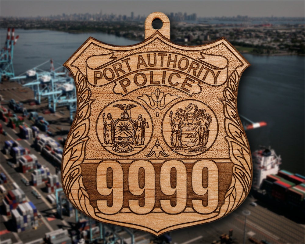 Personalized Wooden NY-NJ Port Authority Police Badge Hanging