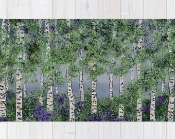Birch tree rug | Etsy
