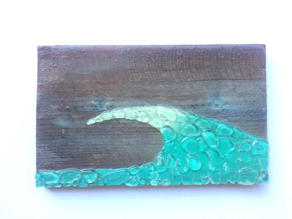 Items Similar To Sea Glass Ocean Wave Art Surfboard Wall Hanging Sea Glass Mosaic Surf Art Sea