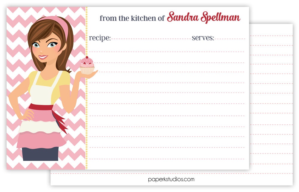 Personalized recipe cards set of 25 double sided 4x6 recipe
