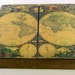Decorative box Old world map vintage leather look desk