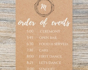 Order of events | Etsy