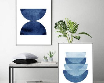 Navy blue art | Etsy