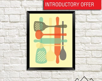 Kitchen utensil art | Etsy