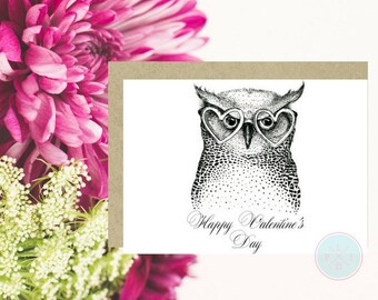 Owl valentine card | Etsy