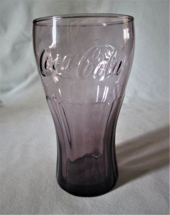 Purple Toned Coca Cola Drinking Glass 16 Oz Coke Advertising