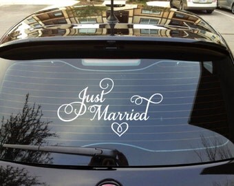 Just Married car sign vinyl decal Wedding Window Decal Wedding
