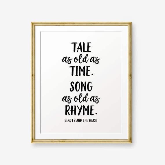 Tale As Old As Time Song As Old As Rhyme Nursery Printable