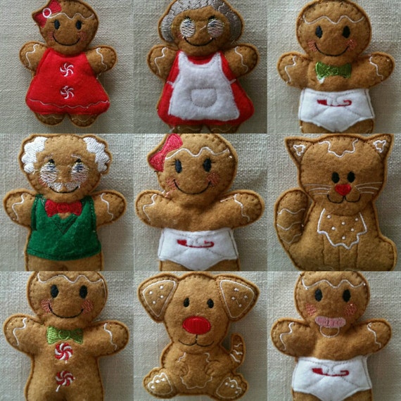 Cute gingerbread family members Christmas tree decorations can
