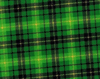 Green plaid fabric | Etsy