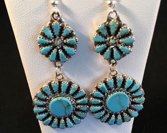 Items similar to Cluster Turquoise Drop .925 Sterling Silver Dangle ...