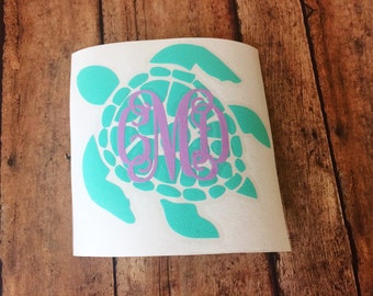 Car Decal / sea turtle Monogram Decals / Yeti Decals / Decals
