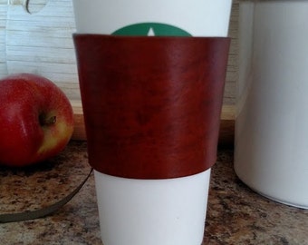 Leather cup sleeve | Etsy