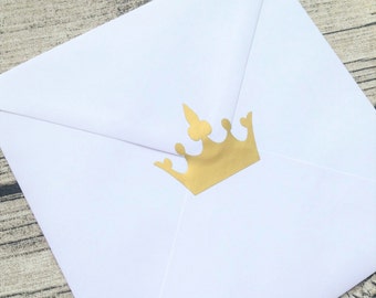 48 Gold crown stickers Gold crown mini decals Gold crown