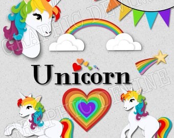 Unicorn clip art | Etsy