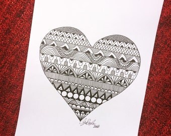 Zentangle heart | Etsy
