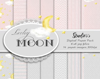 Cute Pink Baby Digital Paper Ballet Digital Hot Air Balloon